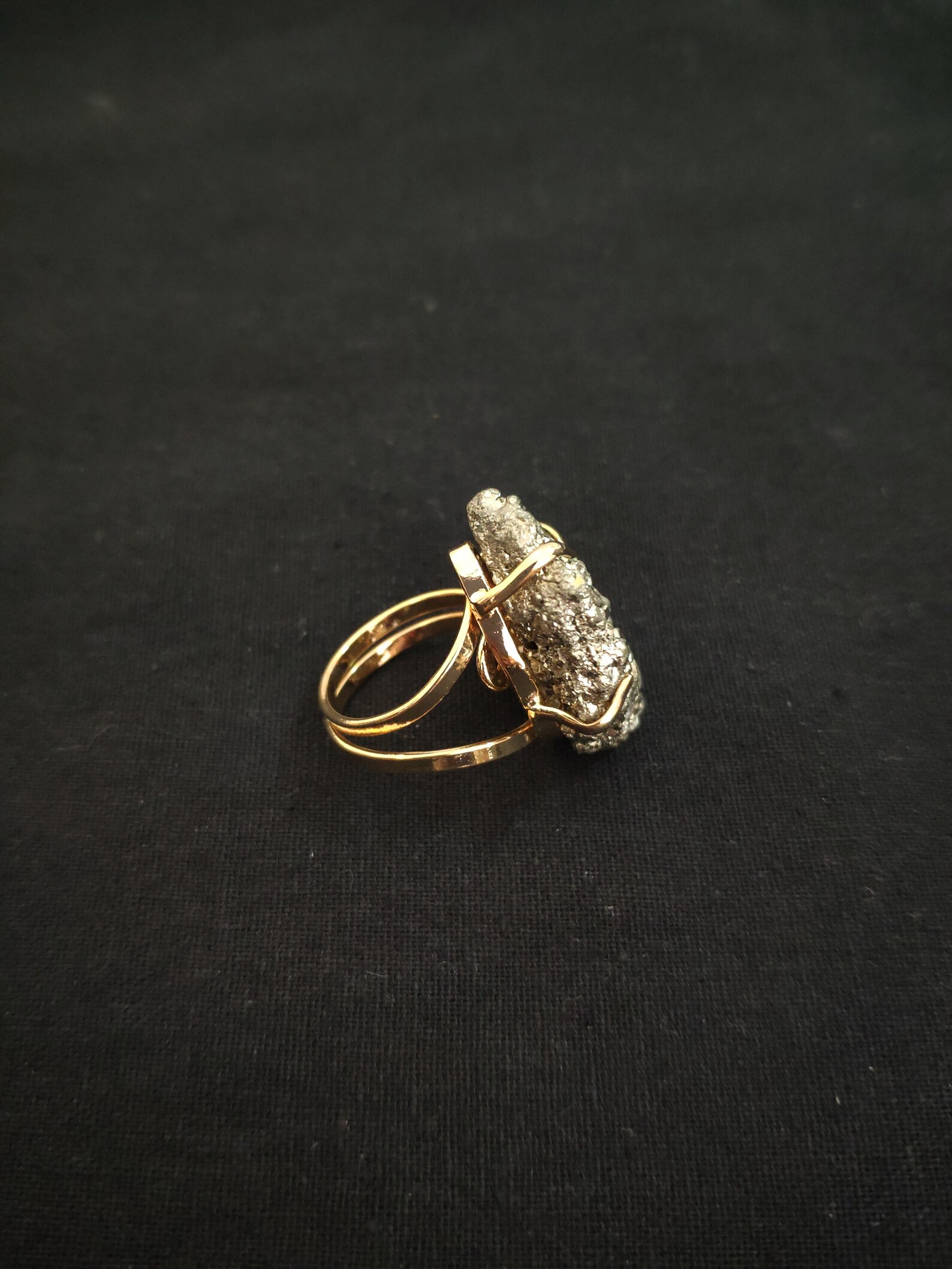Pyrite Ring Natural Stone Handmade Jewellery Adjustable - Etsy