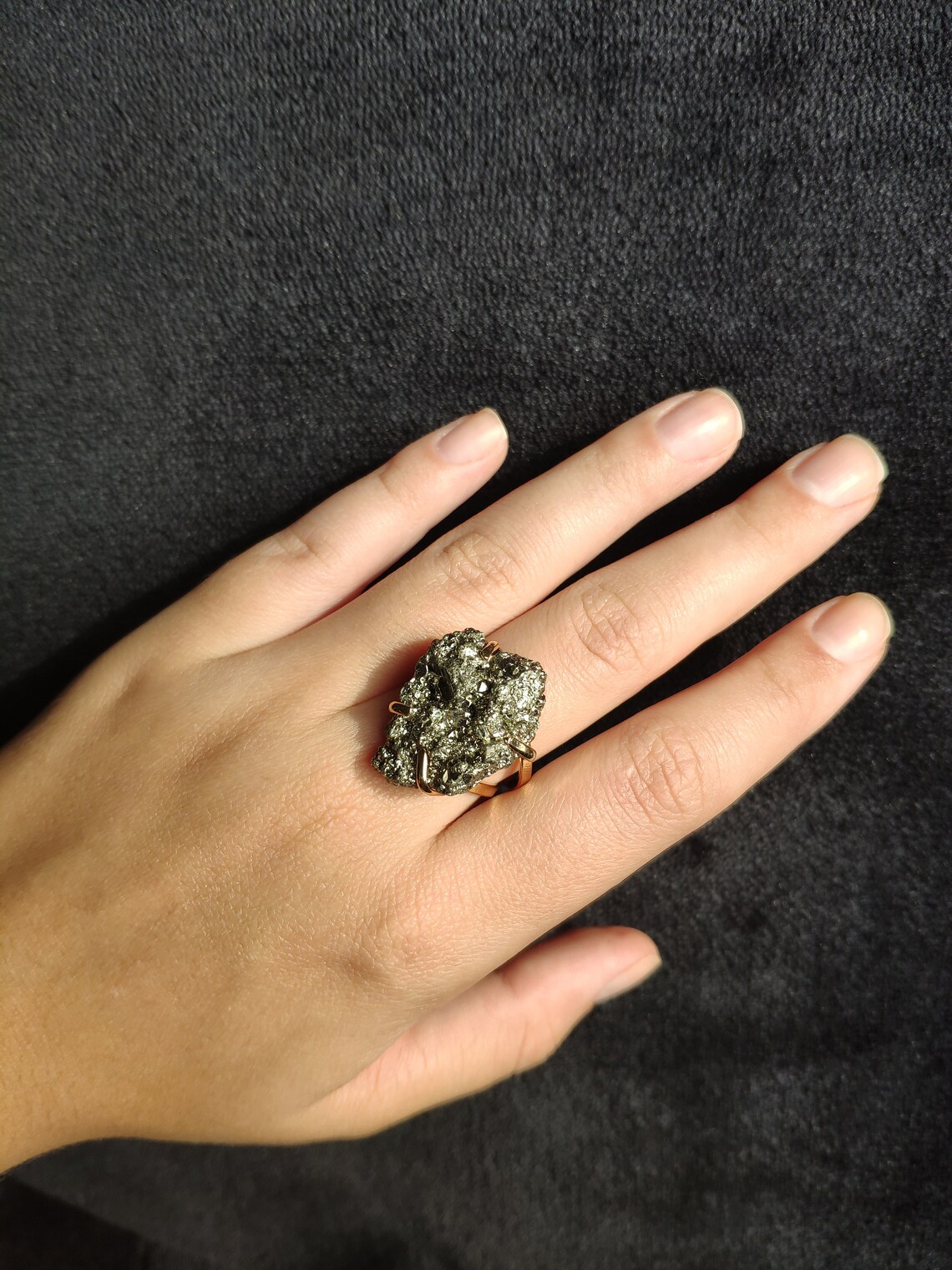 Pyrite Ring Natural Stone Handmade Jewellery Adjustable - Etsy