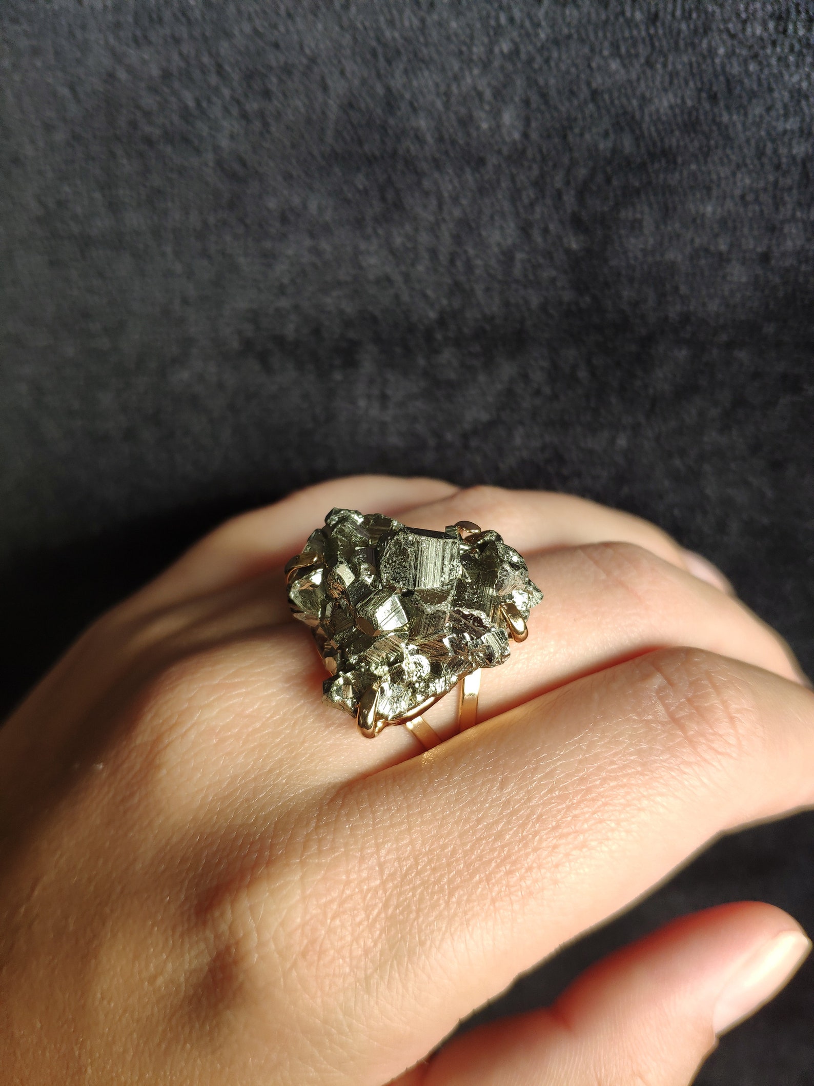 Pyrite Ring Natural Stone Handmade Jewellery Adjustable | Etsy