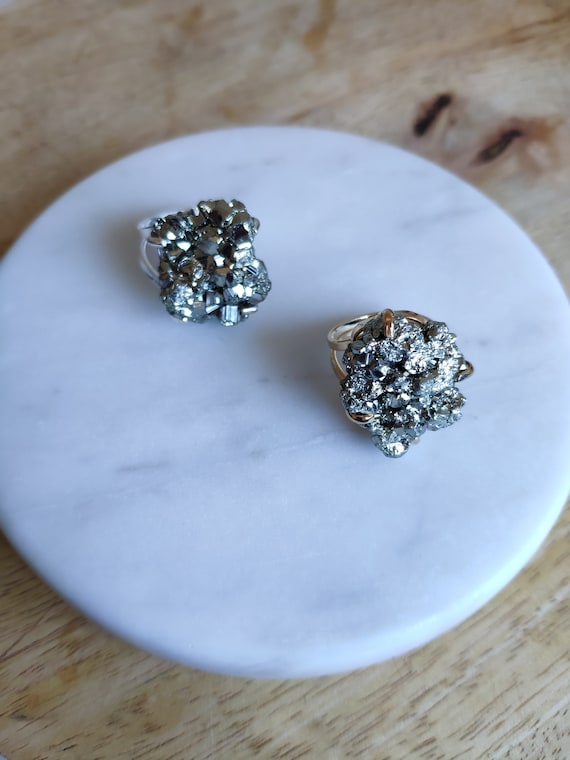 Pyrite Ring Natural Stone Handmade Jewellery Adjustable | Etsy