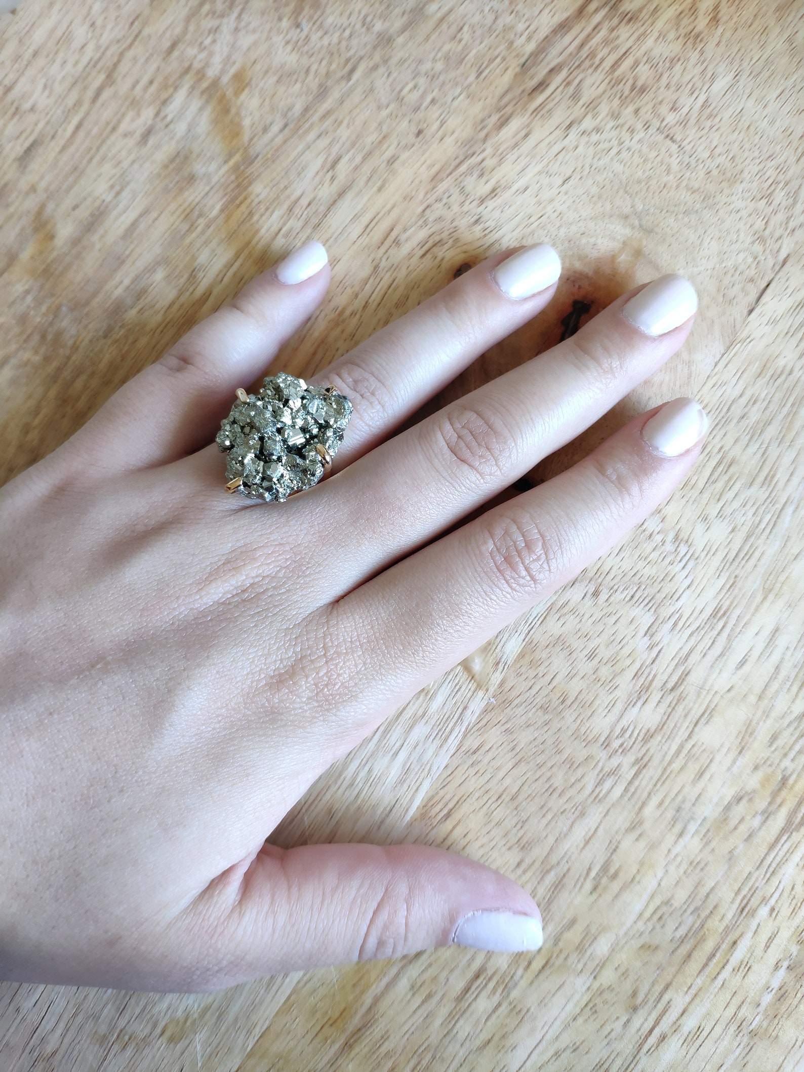 Pyrite Ring Natural Stone Handmade Jewellery Adjustable - Etsy