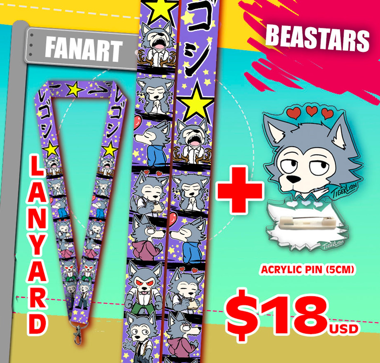 LEGOSHI LANYARD With Pin Beastars | Etsy