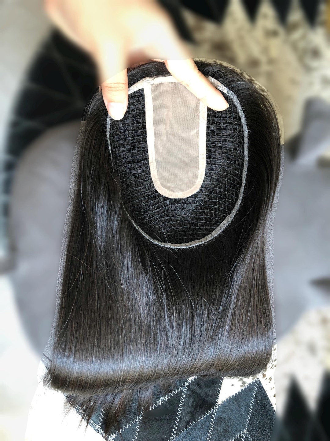 16" 6x6.5" Breathable Fish Net Full Hand Tied Women Hairpieces, Silk ...