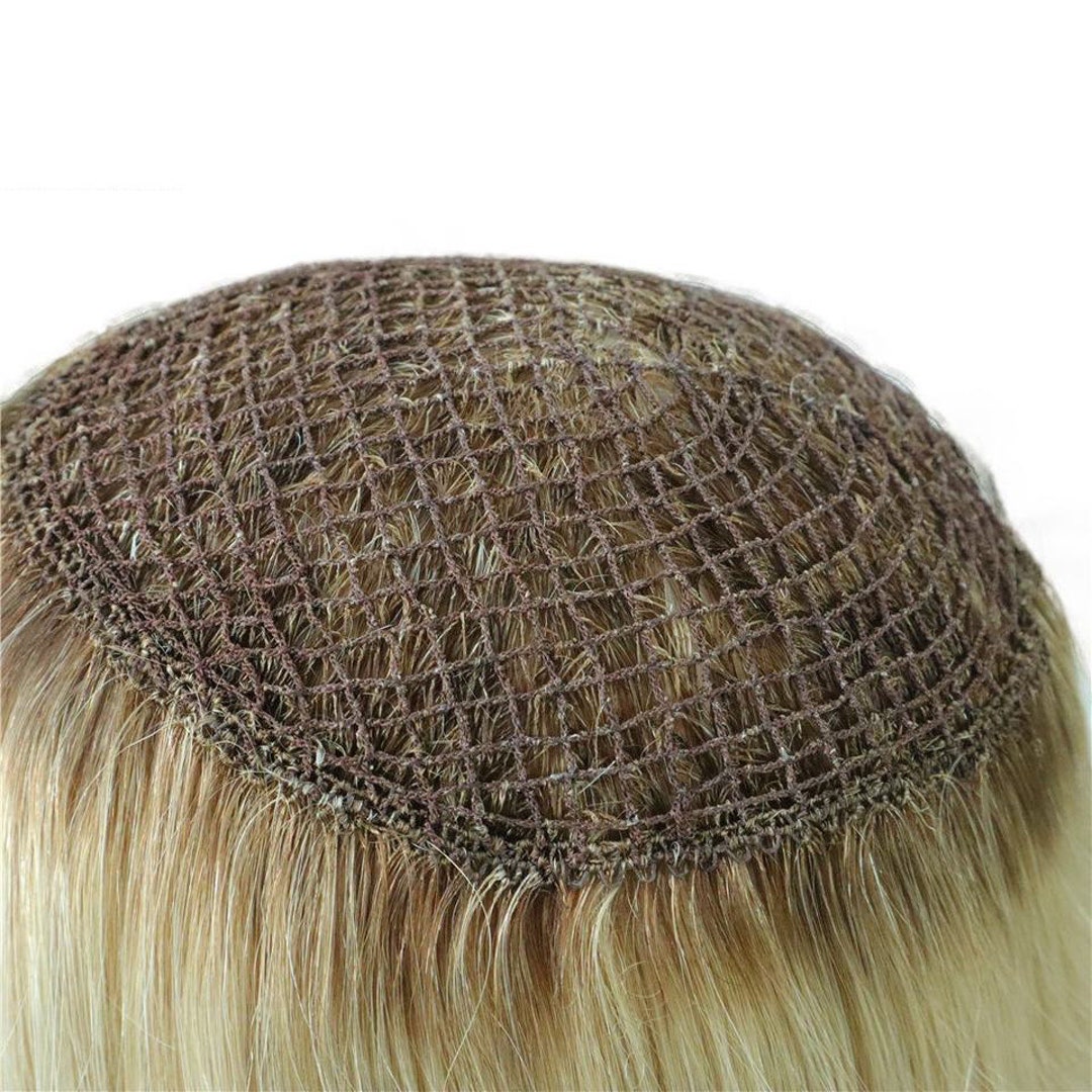 16" Rooted Blonde Breathable Mesh Integration Hair System, European ...