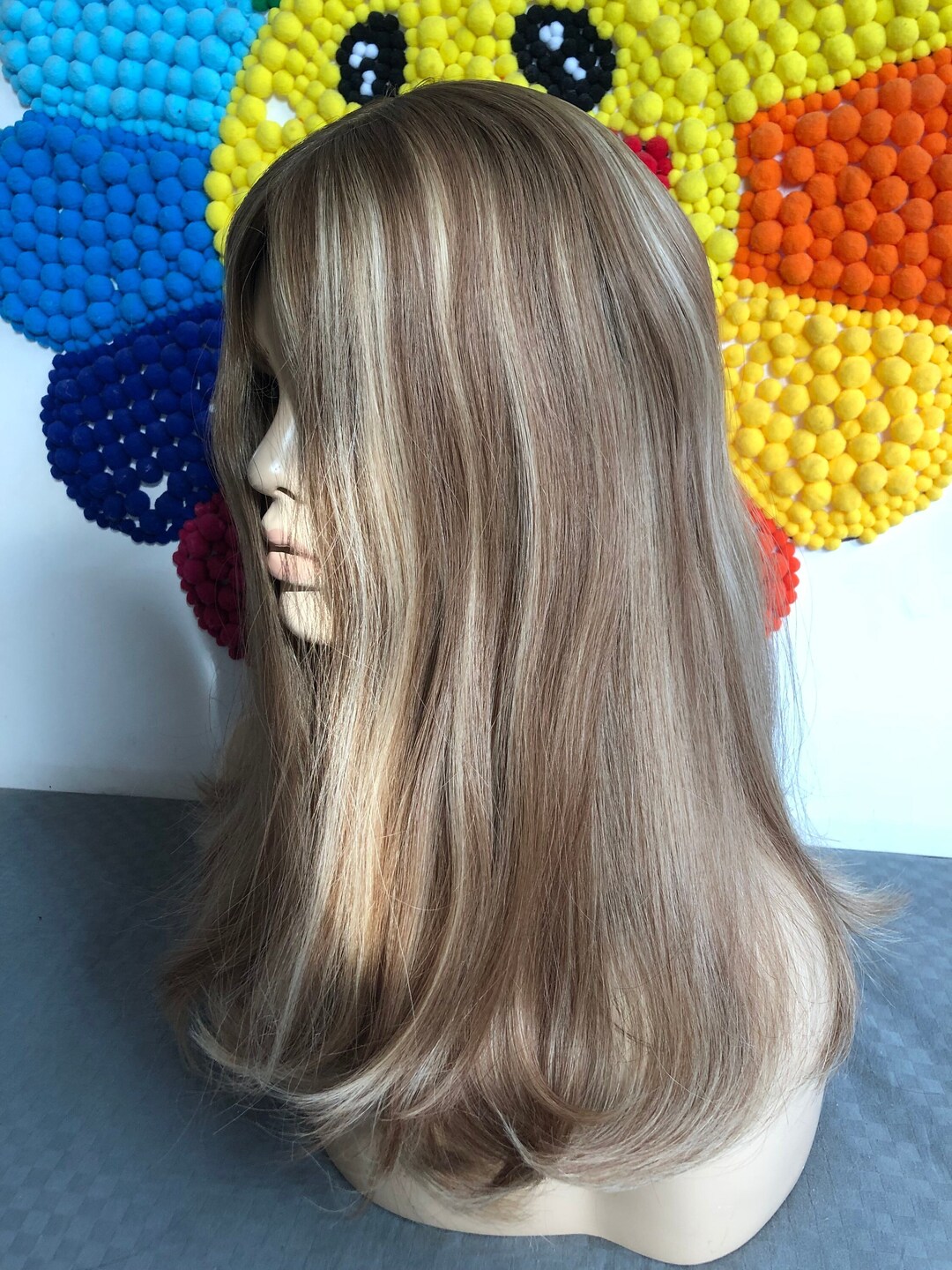 18" Silk Top Human Hair Kosher Wig, Gloden Blonde Cuticle Intact Virgin ...