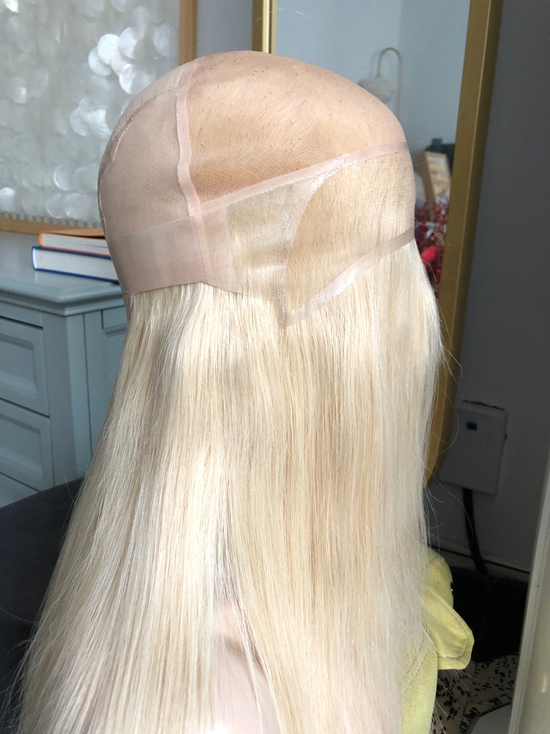 16 613 Blonde Fine Human Hair Medical Wig, Hand-tied Mono Crown Human ...