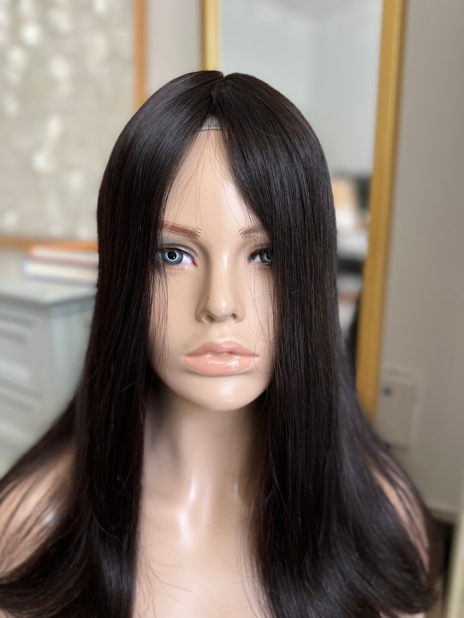 Stock 18" Indian Hair Toppers, Bonded on Mono Lace PU Line (7x9"/8x10 ...