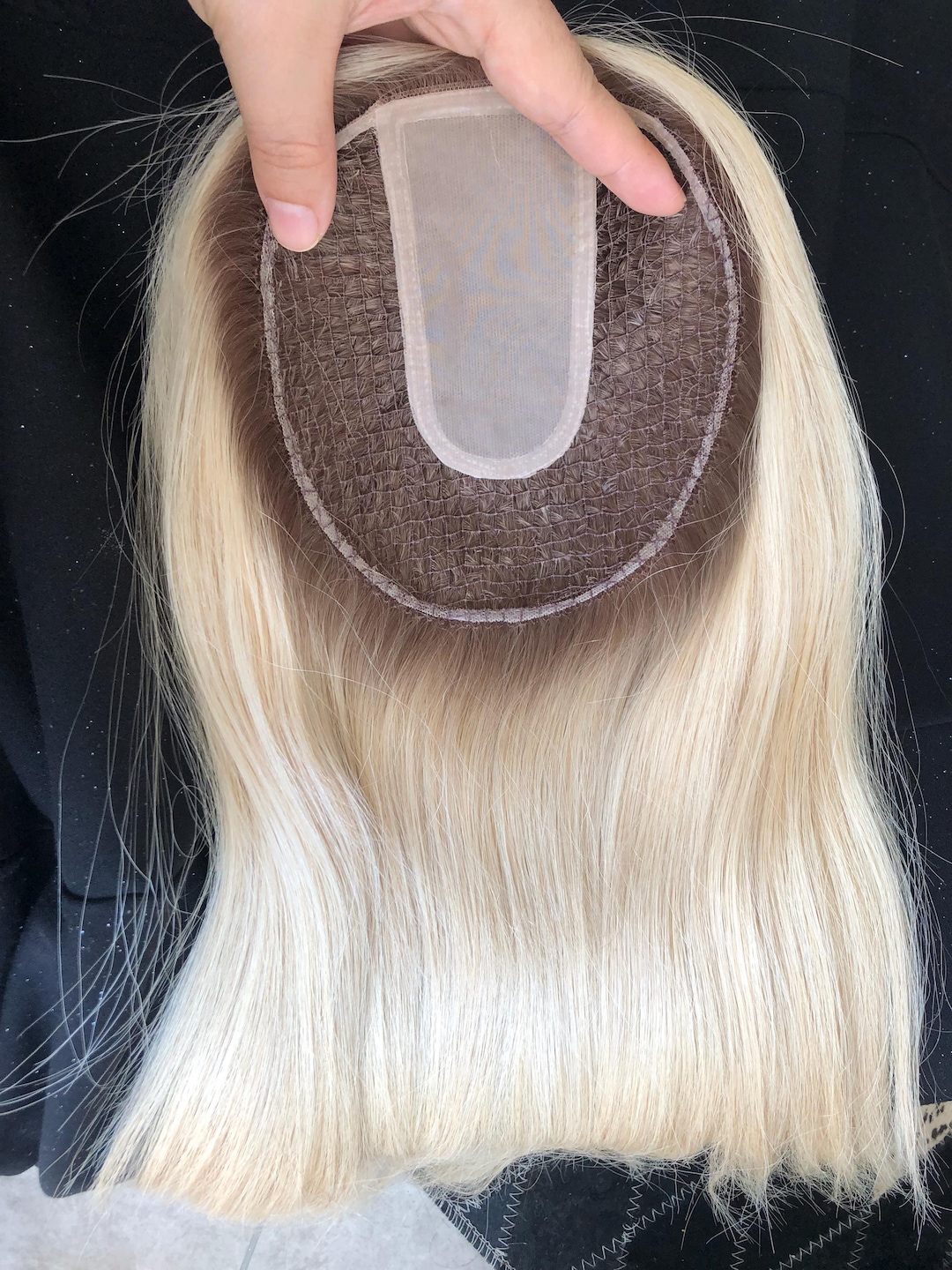 Lazy Wigs 16" 6x6.5" Fishnet Integrated Silk Parted European Virgin ...