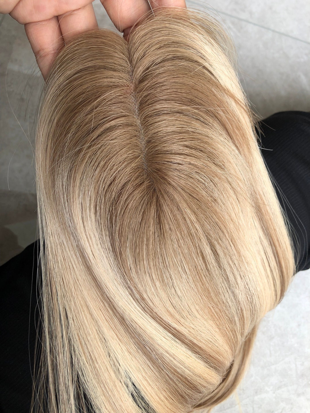 12"-18" Women Small European Virgin Hair Topper, Blonde Balayage 3x5 ...