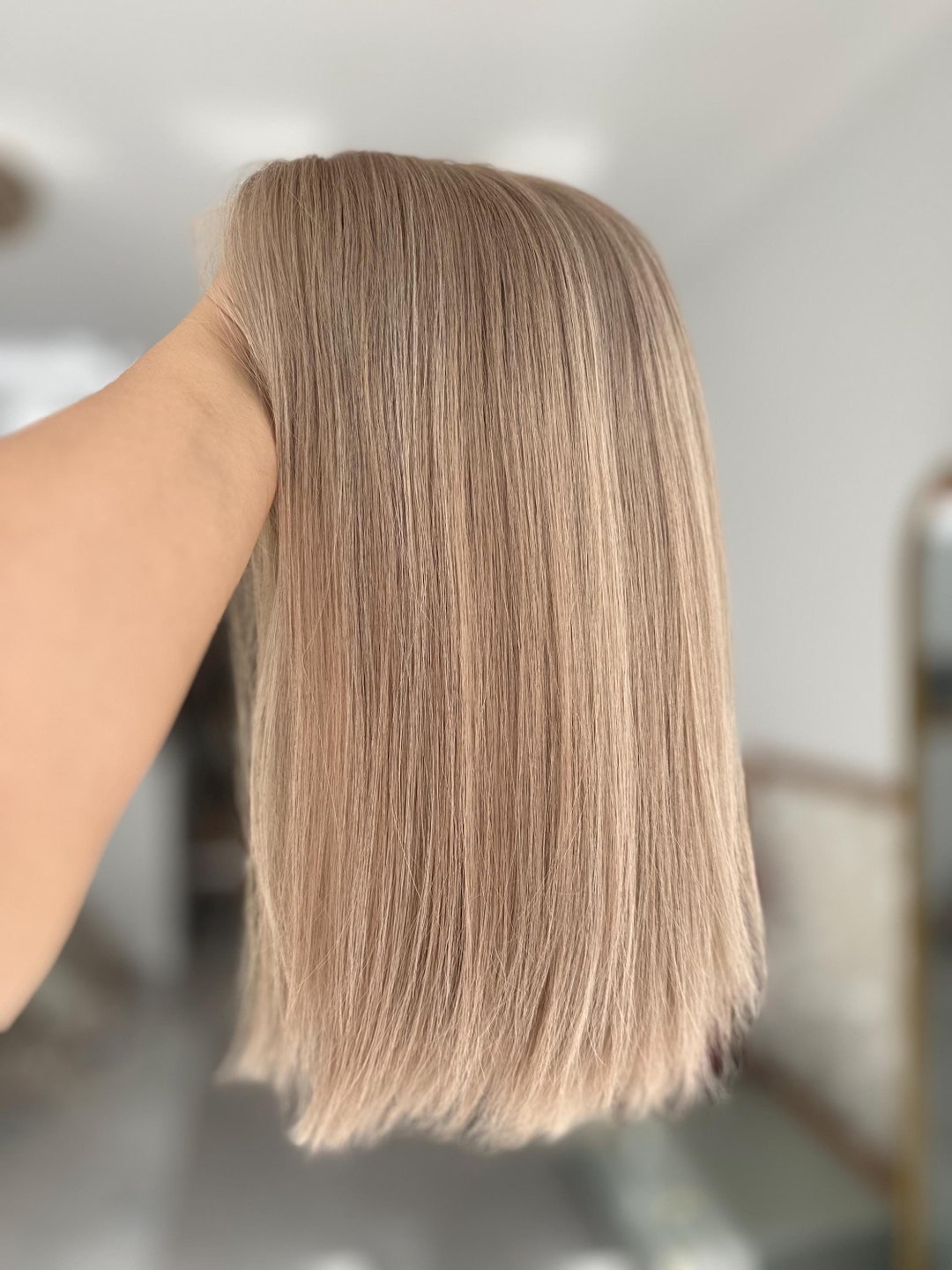 1323 Lace Top Kosher Wig Sheitels Human Hair Wig, Cuticle Intact Aligned Ash Blonde European ...