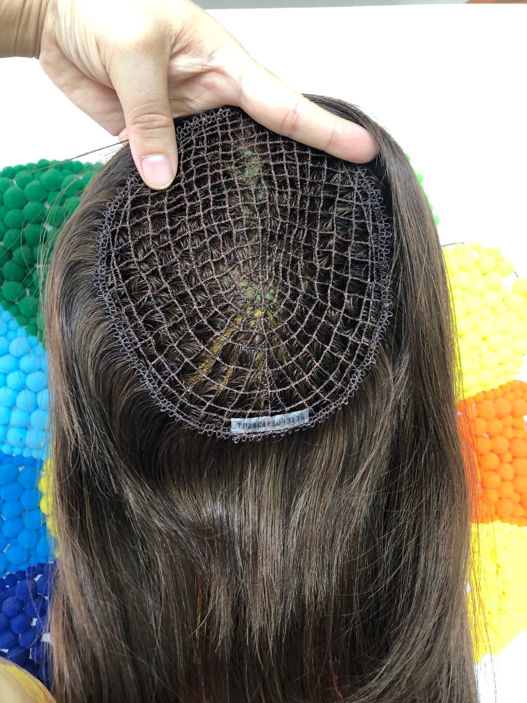 16" Medium Brown Integration Fishnet European Virgin Hair Topper, Mesh ...
