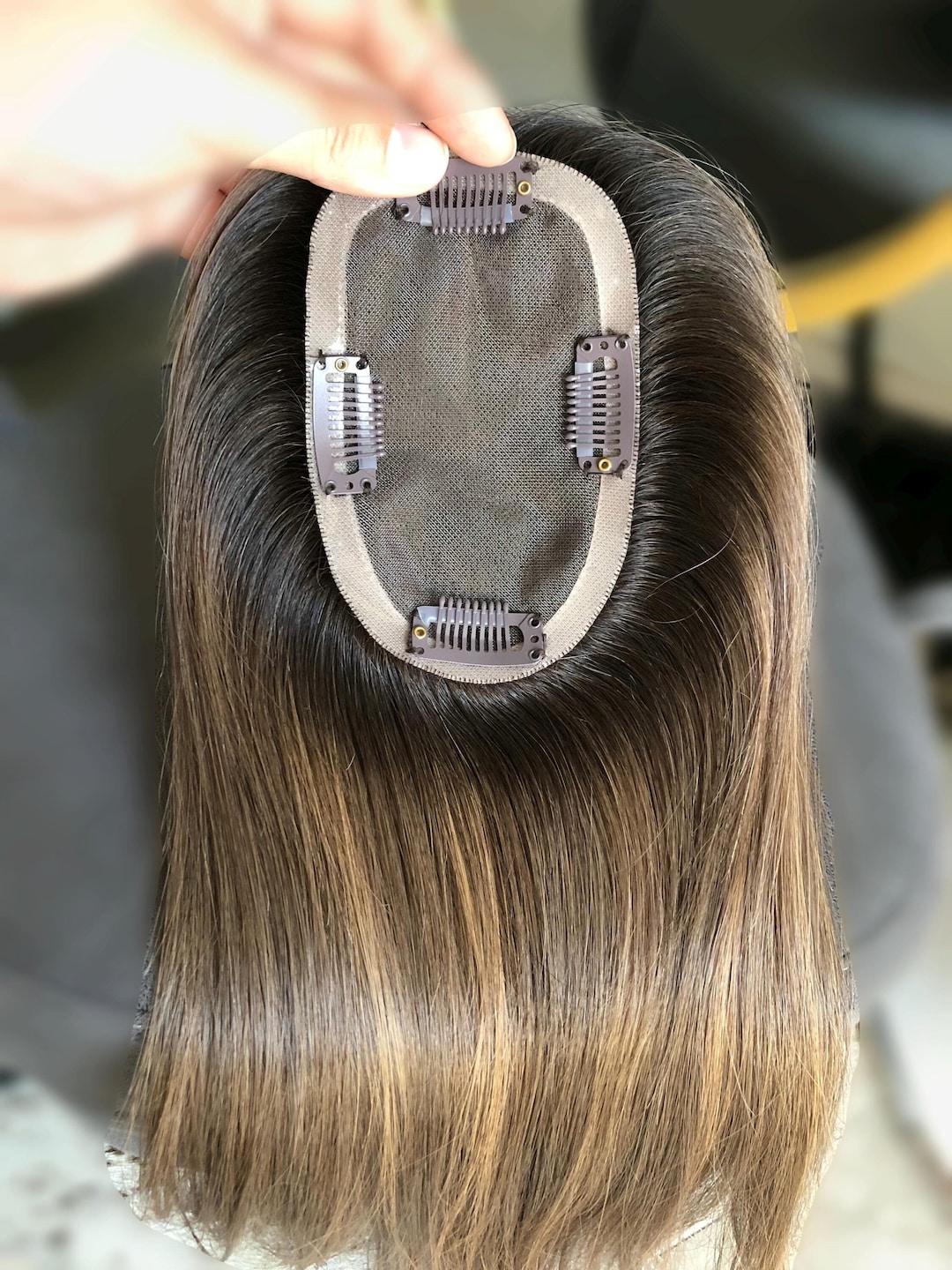 12-18 3x5 Ombre Brown Small Mono Base Human Virgin Hair Topper for ...