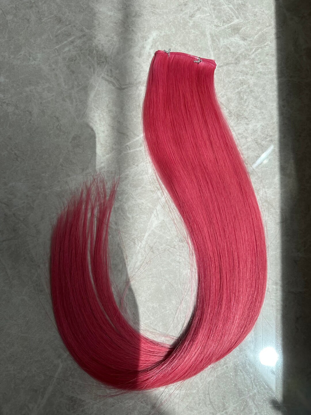 1pc 50cm Pastel Pink Human Hair Handtied Weft Extensions, 100% Real ...