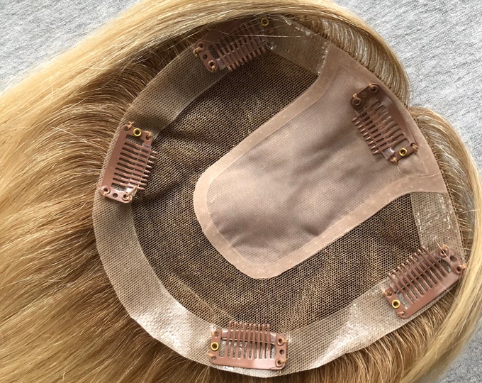 Stock 20" Rooted Blonde European Virgin Hair Topper; 5.5x6 Inch Silk ...