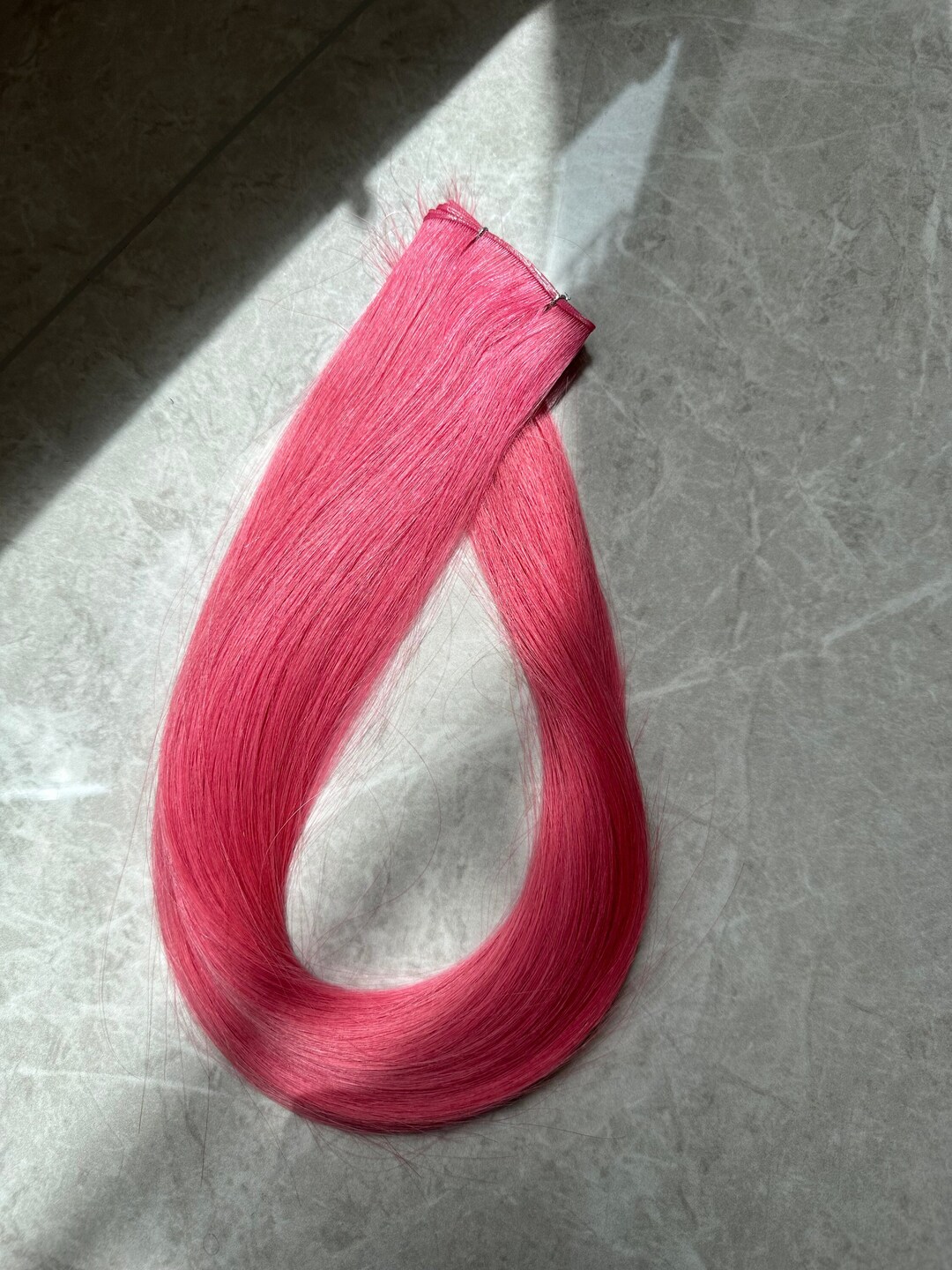 50cm Pastel Pink Human Hair Handtied Weft Extensions, 100% Real ...