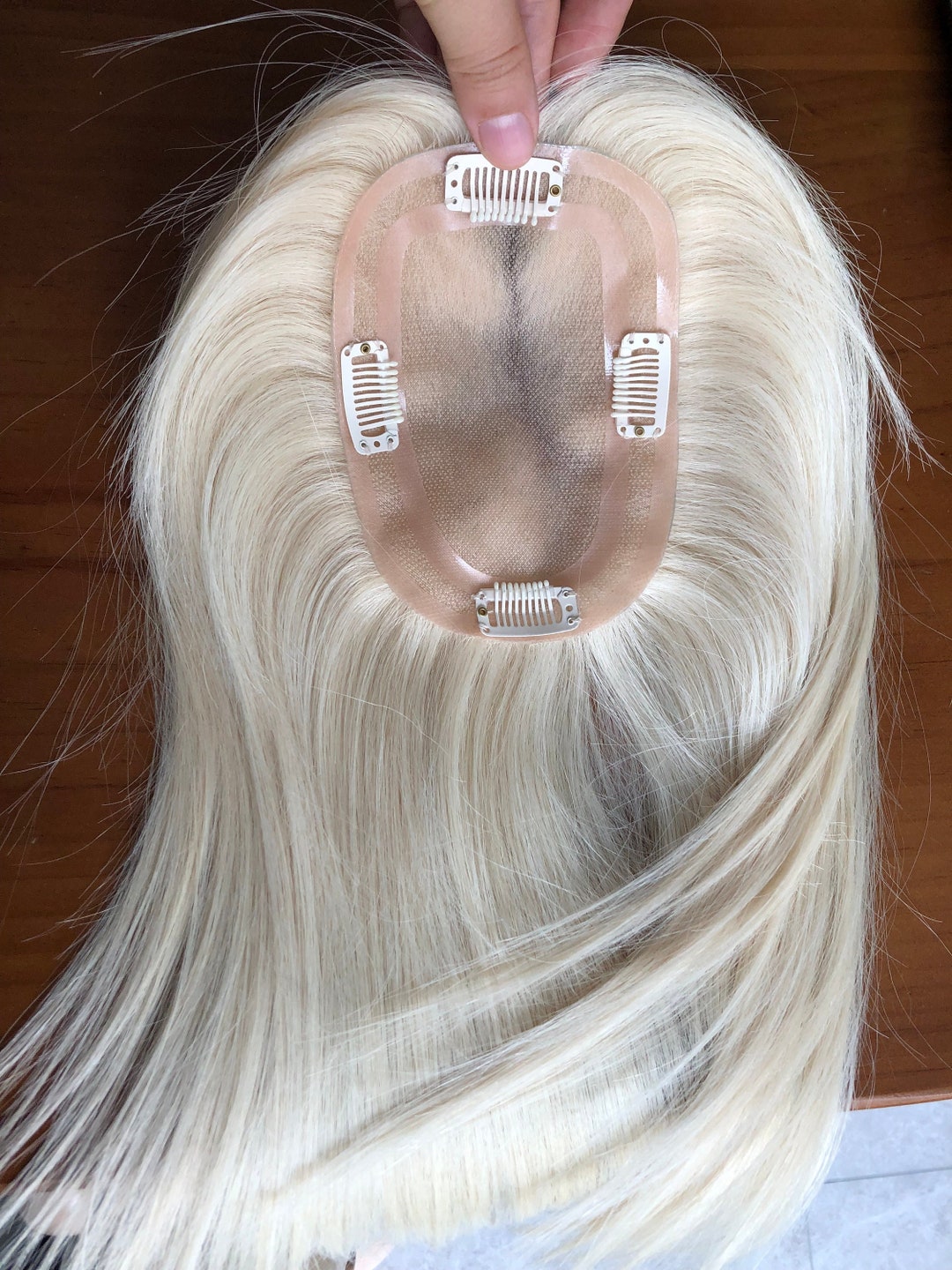 14 4x6 Base Platinum Blonde European Human Hair Topper 60 Human ...