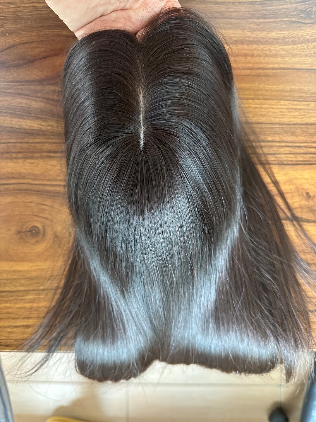 16 Fine Real Slavic Hair Natural Black Silk Base Human Hair Topper, 8x8 ...