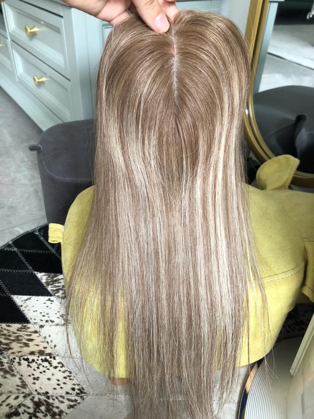 16-18“ 3x5" Realistic Scalp European Hair Toppers,free Part Ash Brown ...