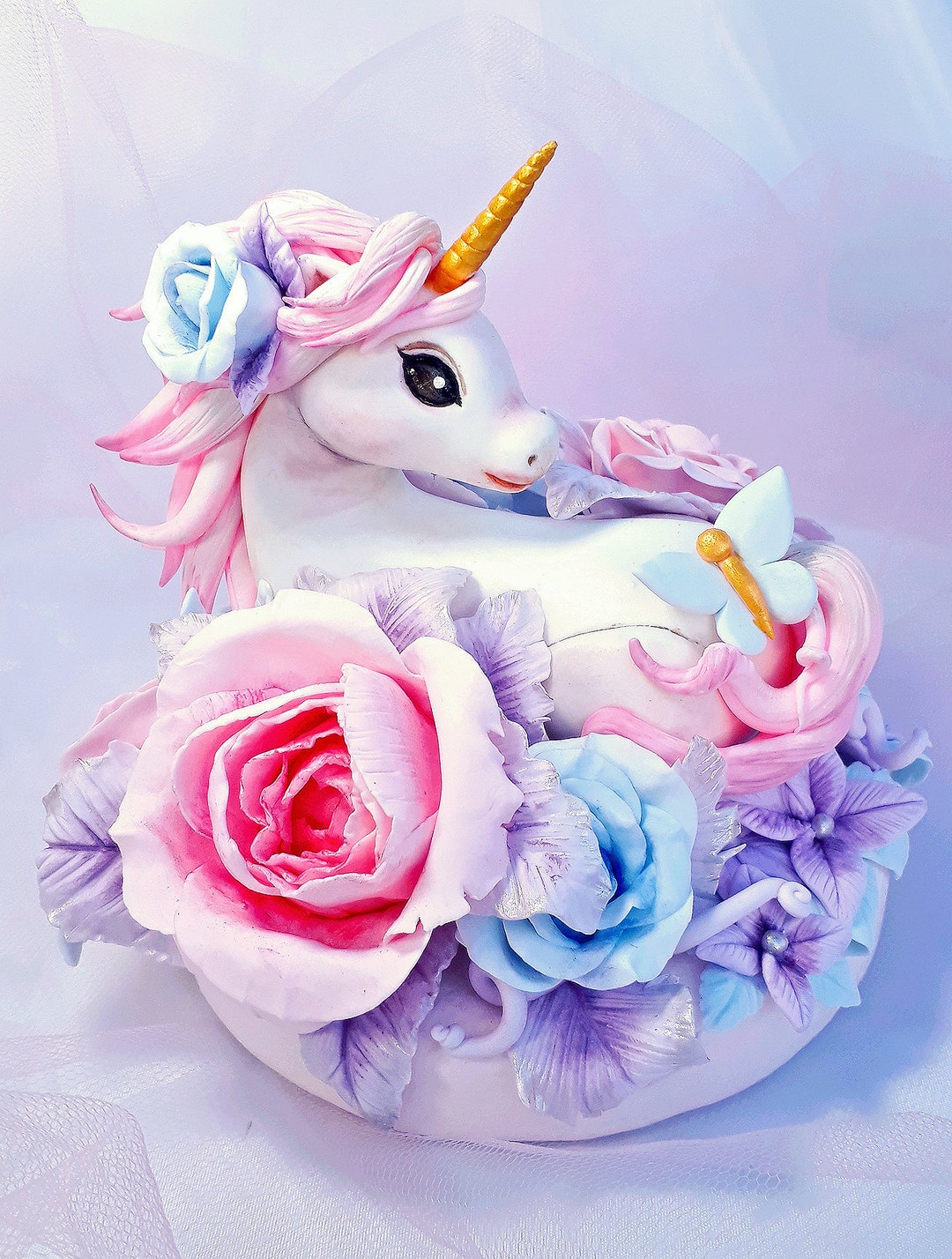 Cake Topper Unicorn Cold Porcelain - Etsy