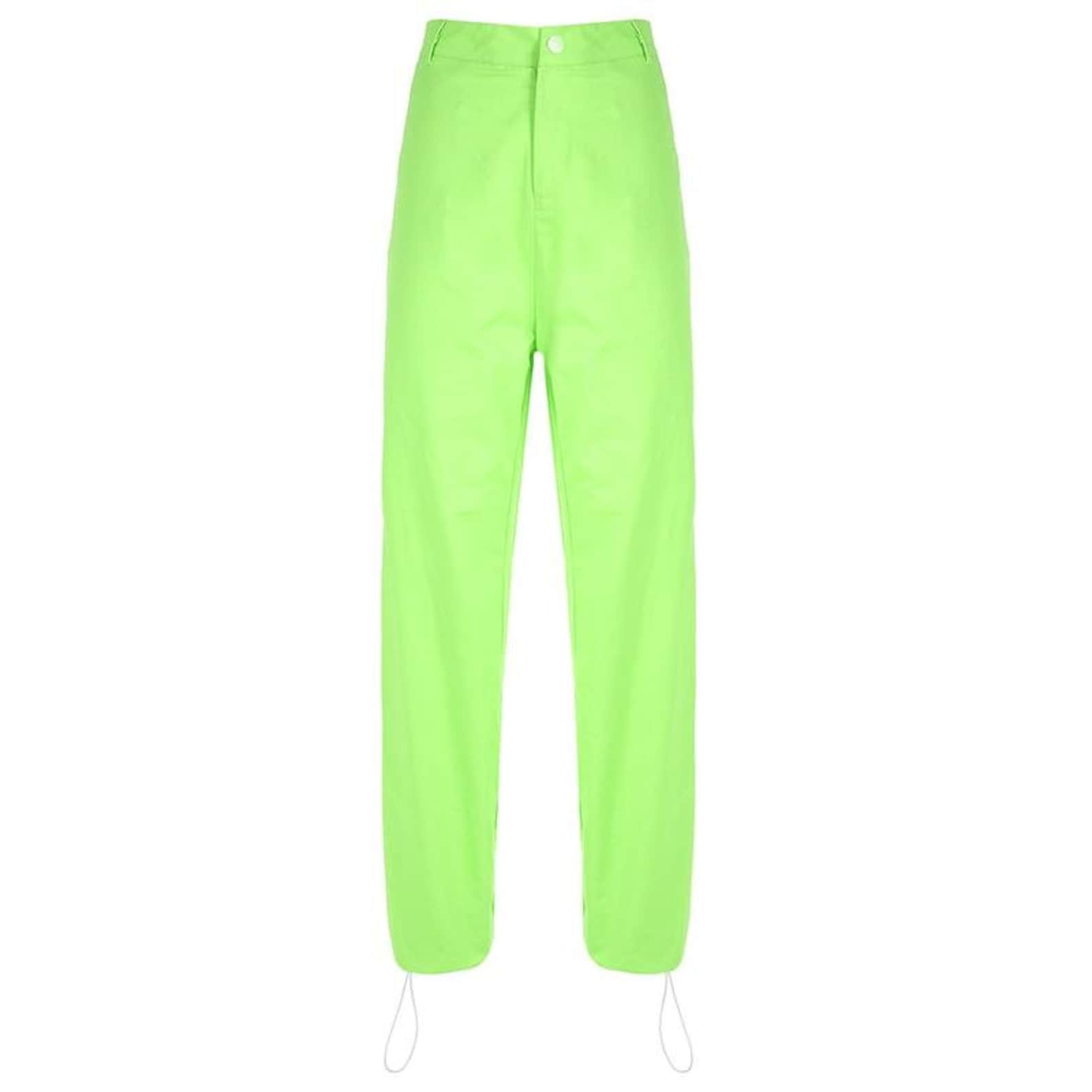 Neon Green Pants Fluorescent Lime Green Trousers Harajuku | Etsy