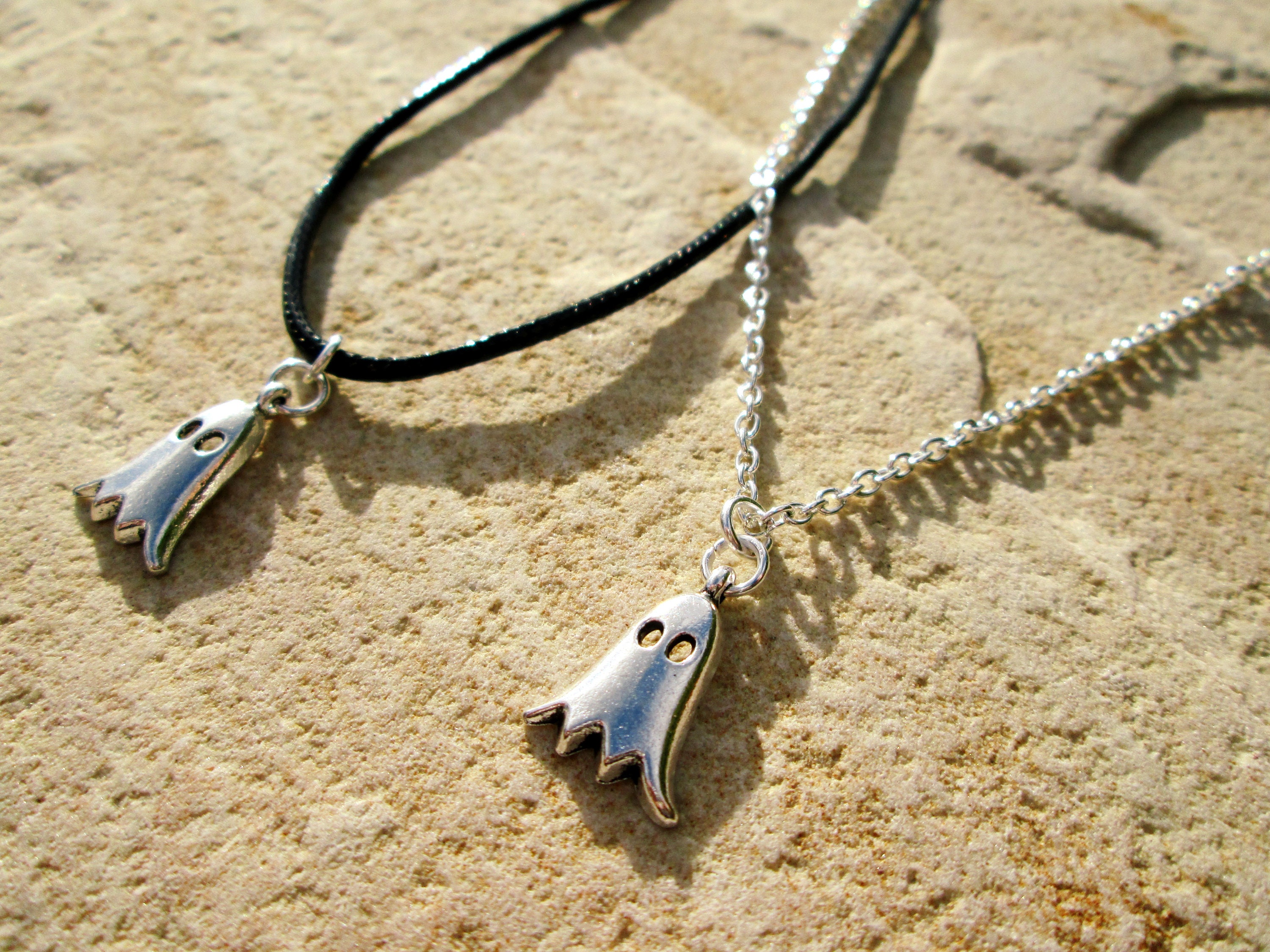 Ghost Necklace Ghost Choker Ghost Jewellery Black Cord or | Etsy