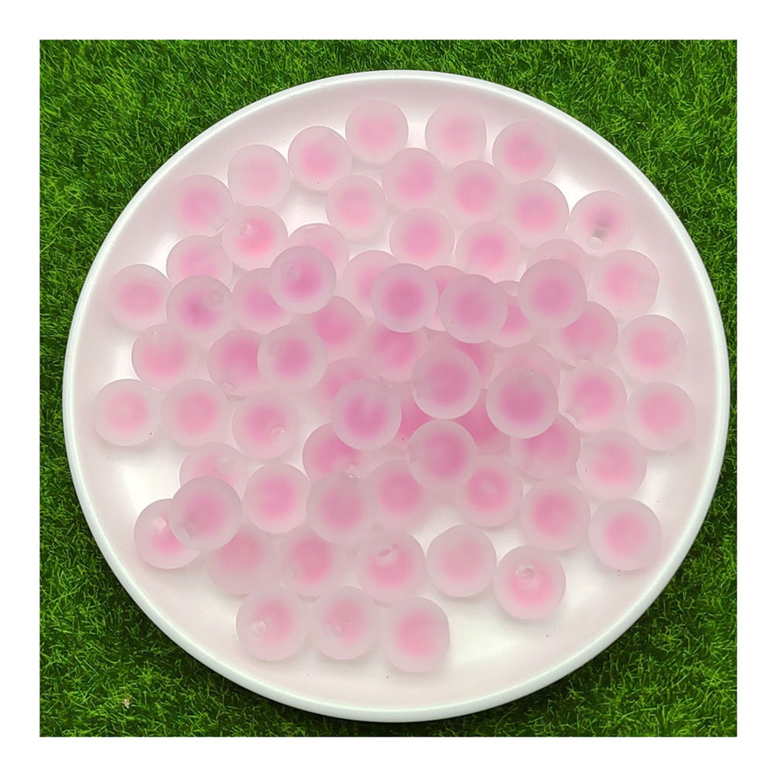 Half Drilled 16mm Frosted Frog Spawn Beads Acrylic Beads Matt Half ...