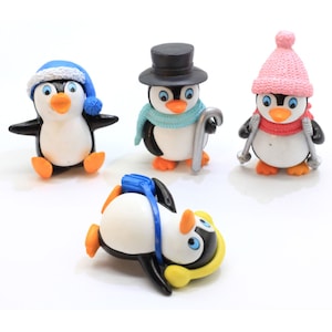 4pcs/set DIY Crafts Mini Winter Penguin Miniature Figurine Christmas ...