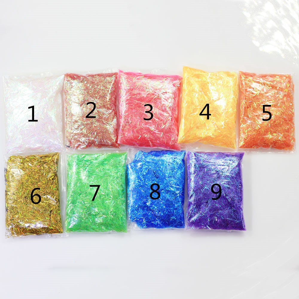 50/100/200/500 Grams 2.5mm Gold Silver Holographic Glitter Tinsel Bar ...