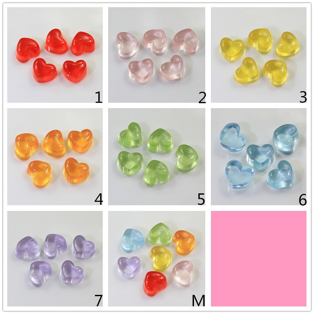 16mm DIY Clear Resin Heart Simulation Candy Charms for SLIME Filling ...