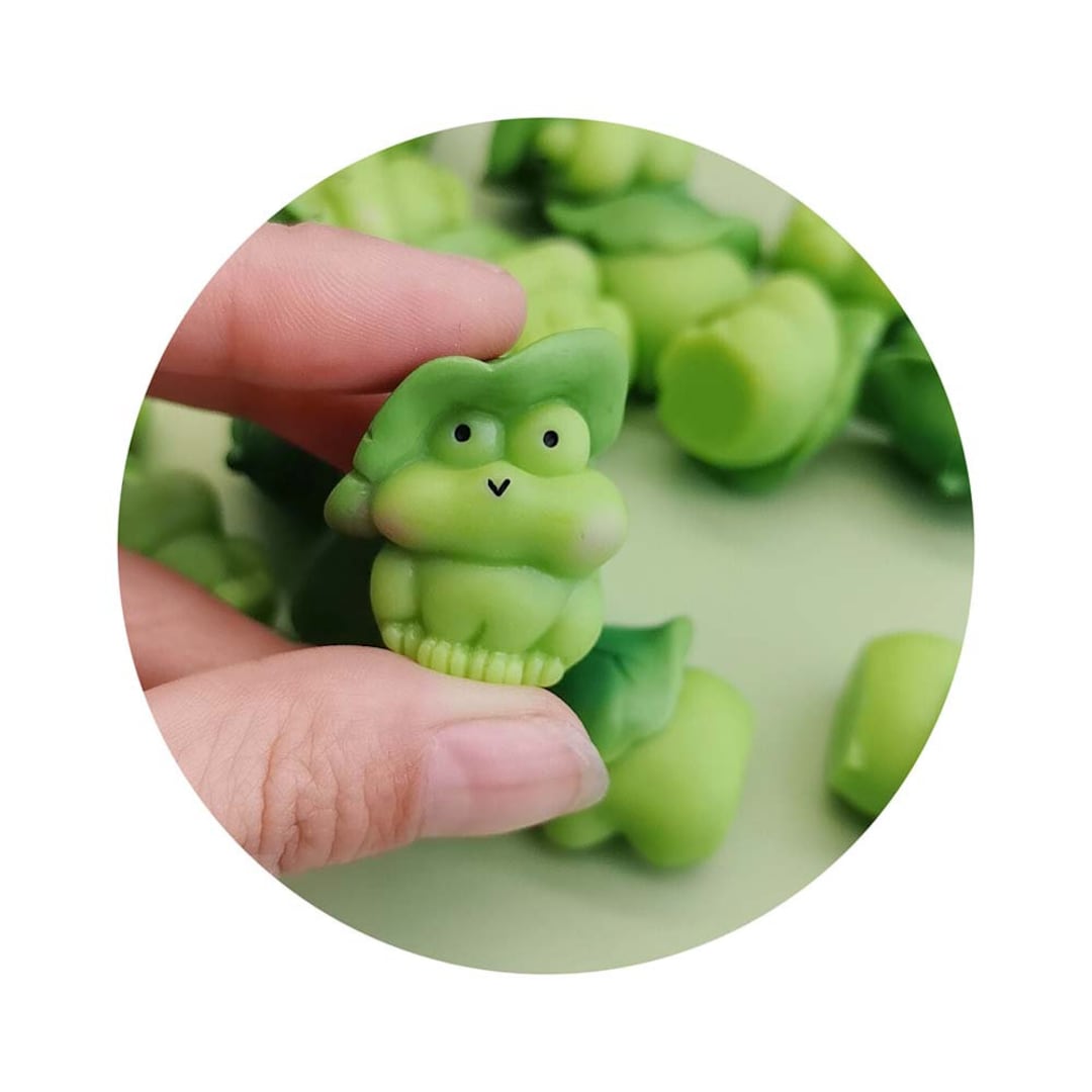 Mini Resin Frogs,miniature Green Frog Mini Lotus Leaf Cartoon Style ...