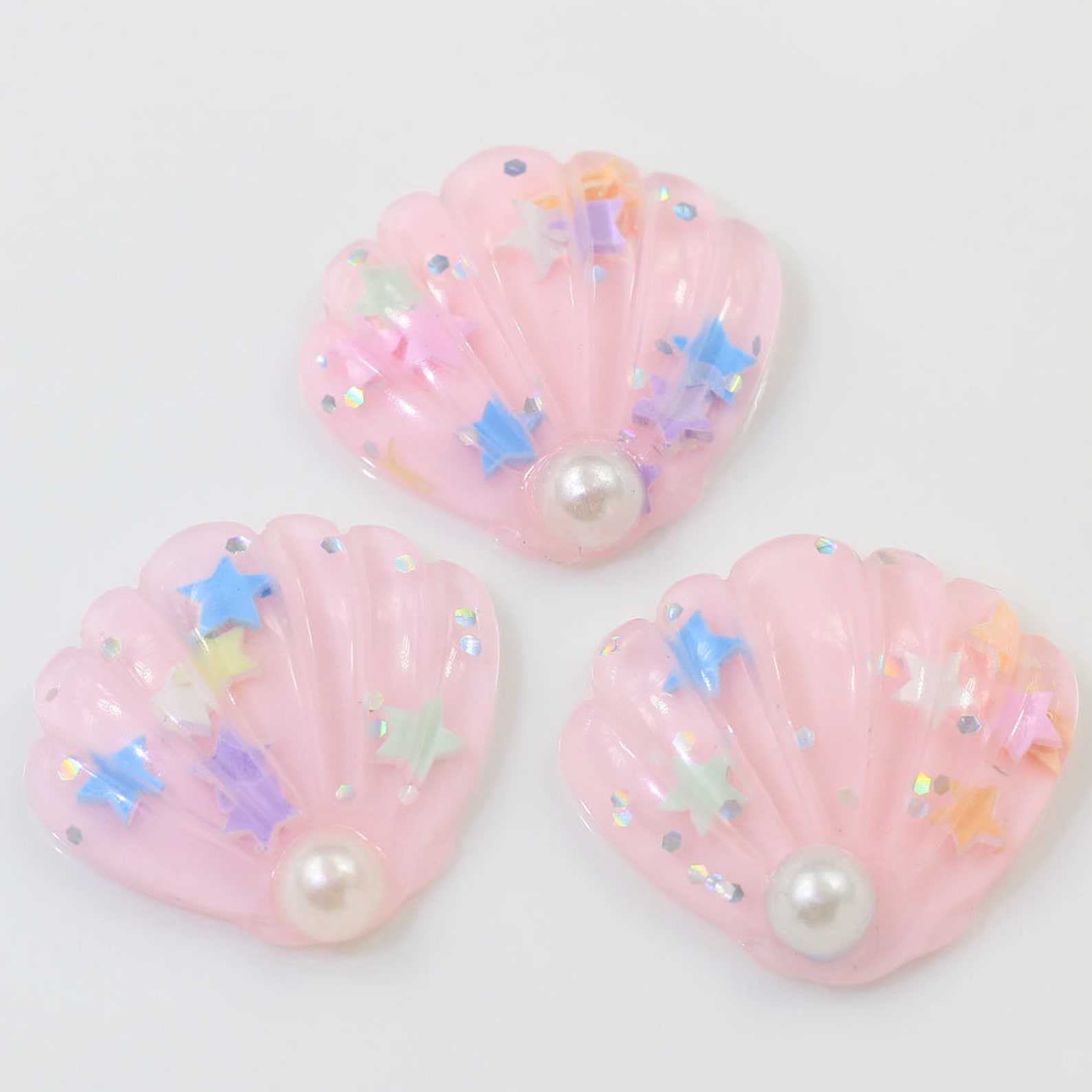 50pcs Cute Glitter Colorful Shell Flatback Resin Cabochon for - Etsy