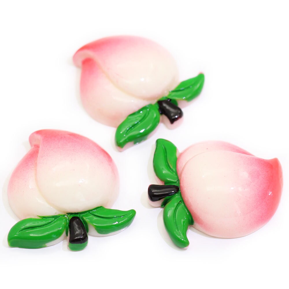 50/100PCS Kawaii Simulation Fruit Peach Resin Flatback | Etsy