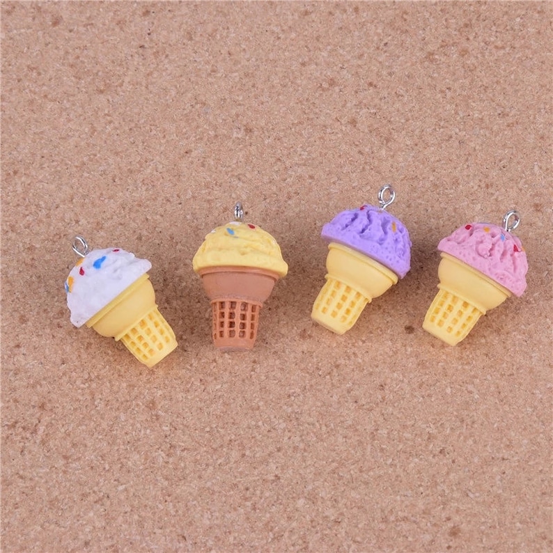 3D Ice Cream Resin Charms Cute Food DIY Craft for Earring Key Chains ...