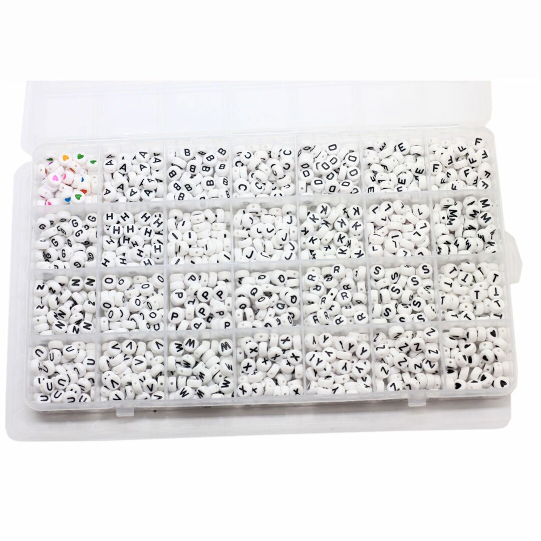 Round Acrylic Letter Beads Set for DIY Name Bracelets Necklace Jewelry ...