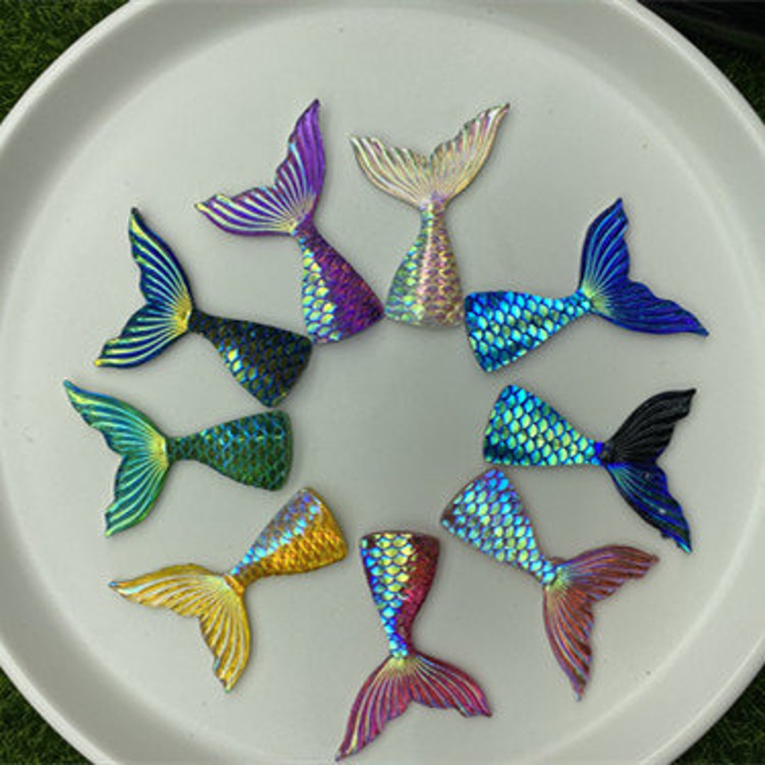 Shiny Mermaid Tail Resin Flat Back Charms for Earring Drop Necklace ...