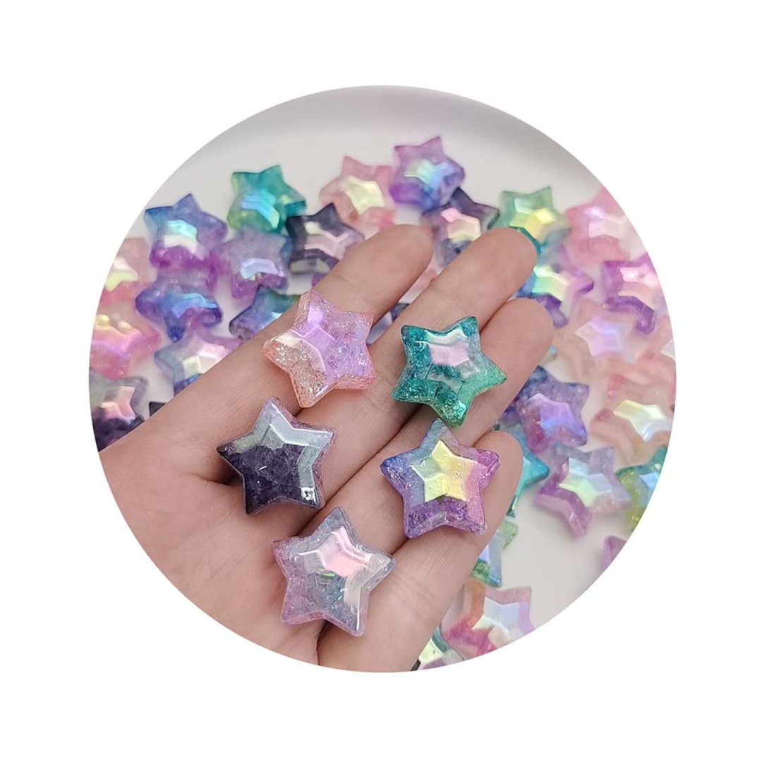 UV Iridescent Star Beads Pastel Plastic Star Beads Puffy - Etsy
