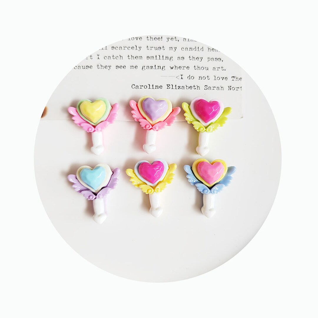 Japanese Magic Wand With Heart Wing Cabochon Art Supply DIY Earring ...