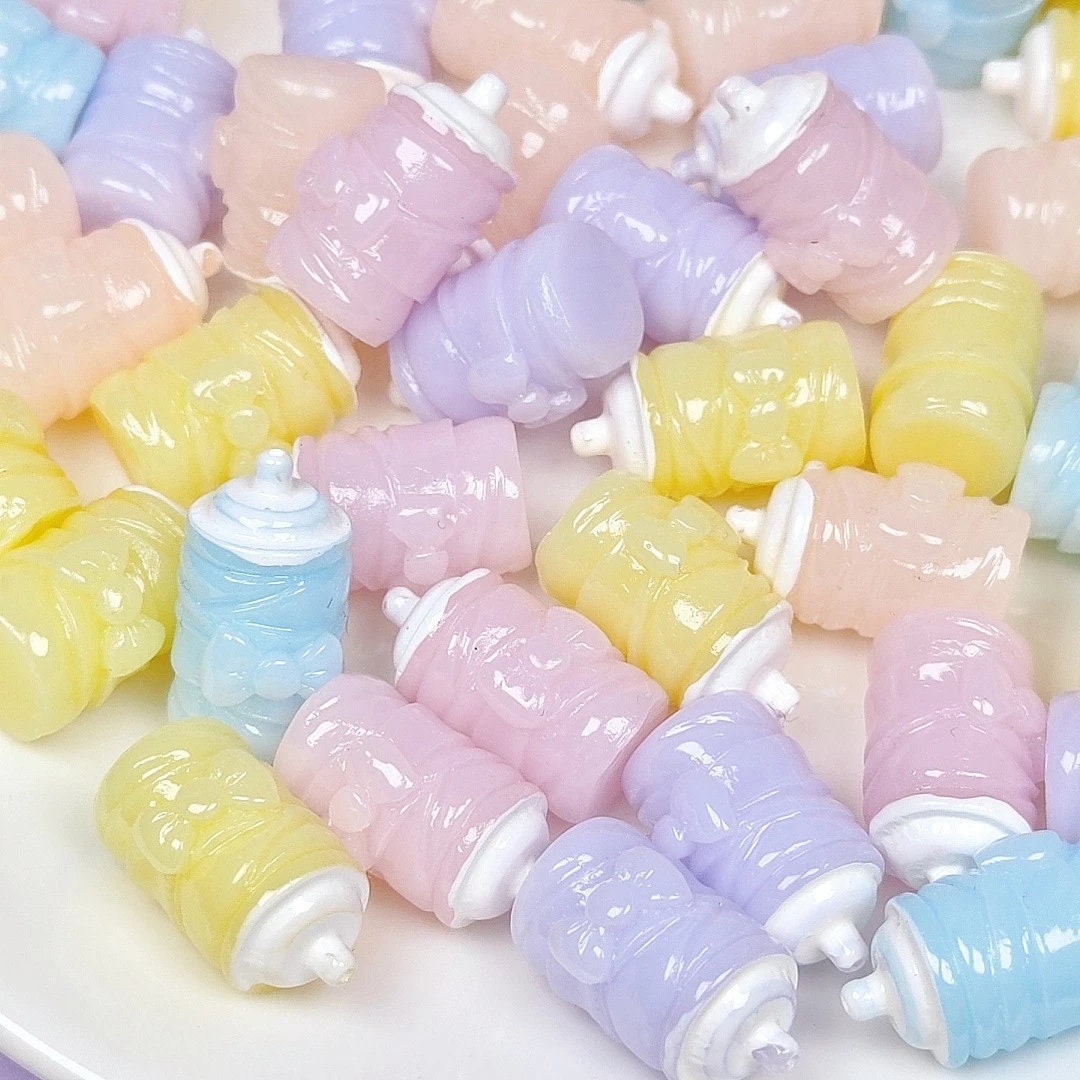 Cute Pastel Baby Blue Pink Color Feeder Bottle Dolls 3D Resin | Etsy
