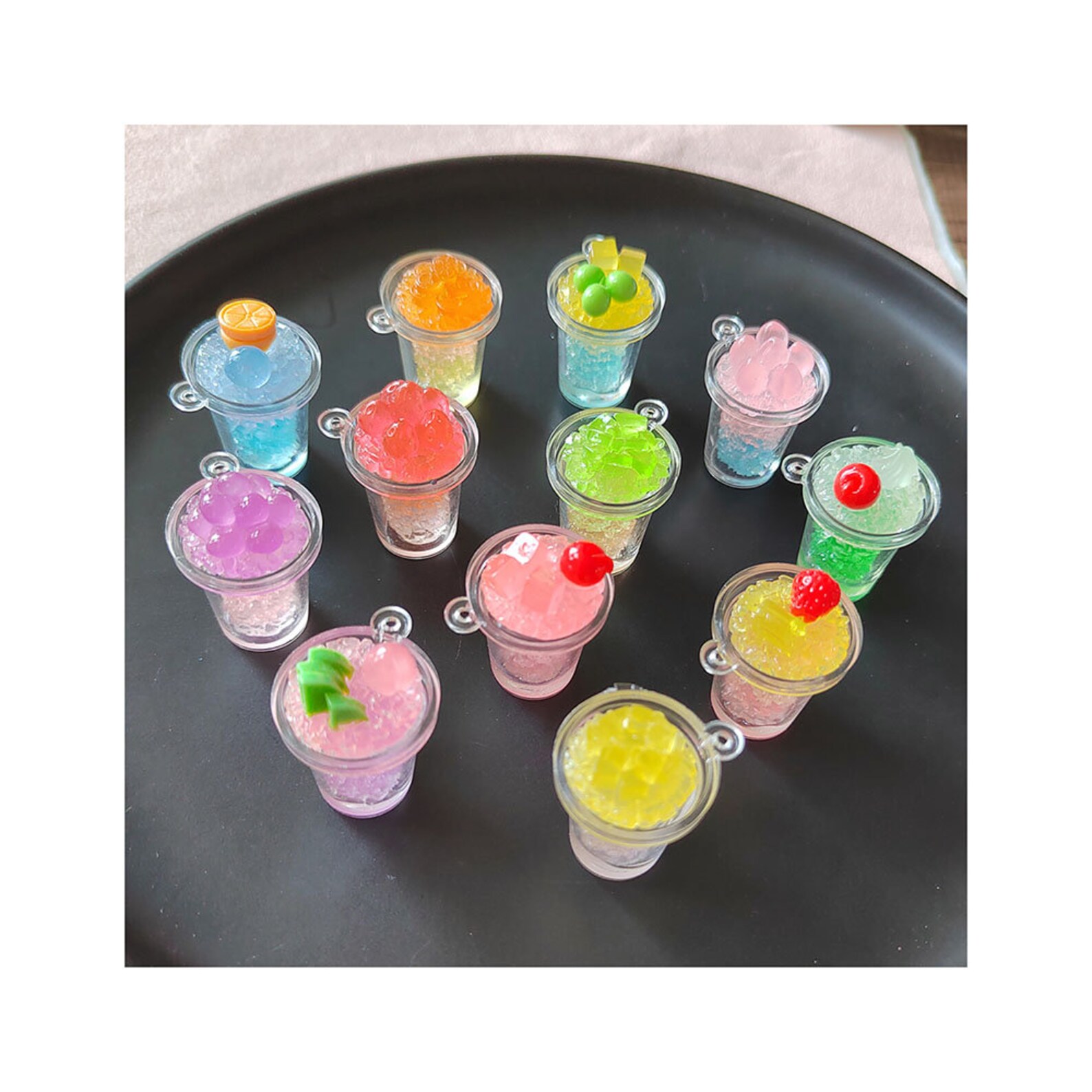 Cute 3D Luminous Mini Fruit Juice Cabochons Flatback Resin Diy Charm ...