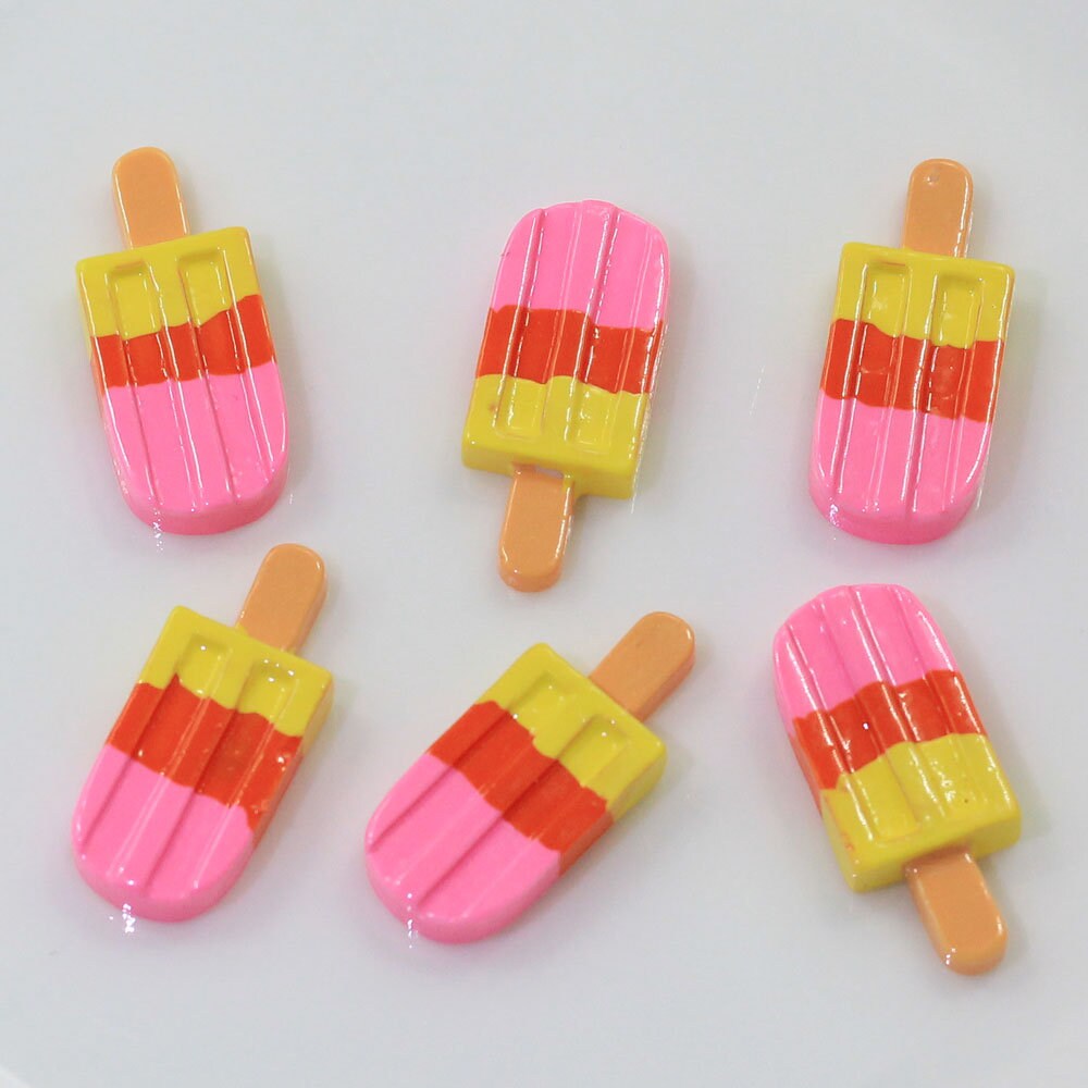 Rainbow Ice Cream Stick Resin Flat Back Cabochon Imitation - Etsy