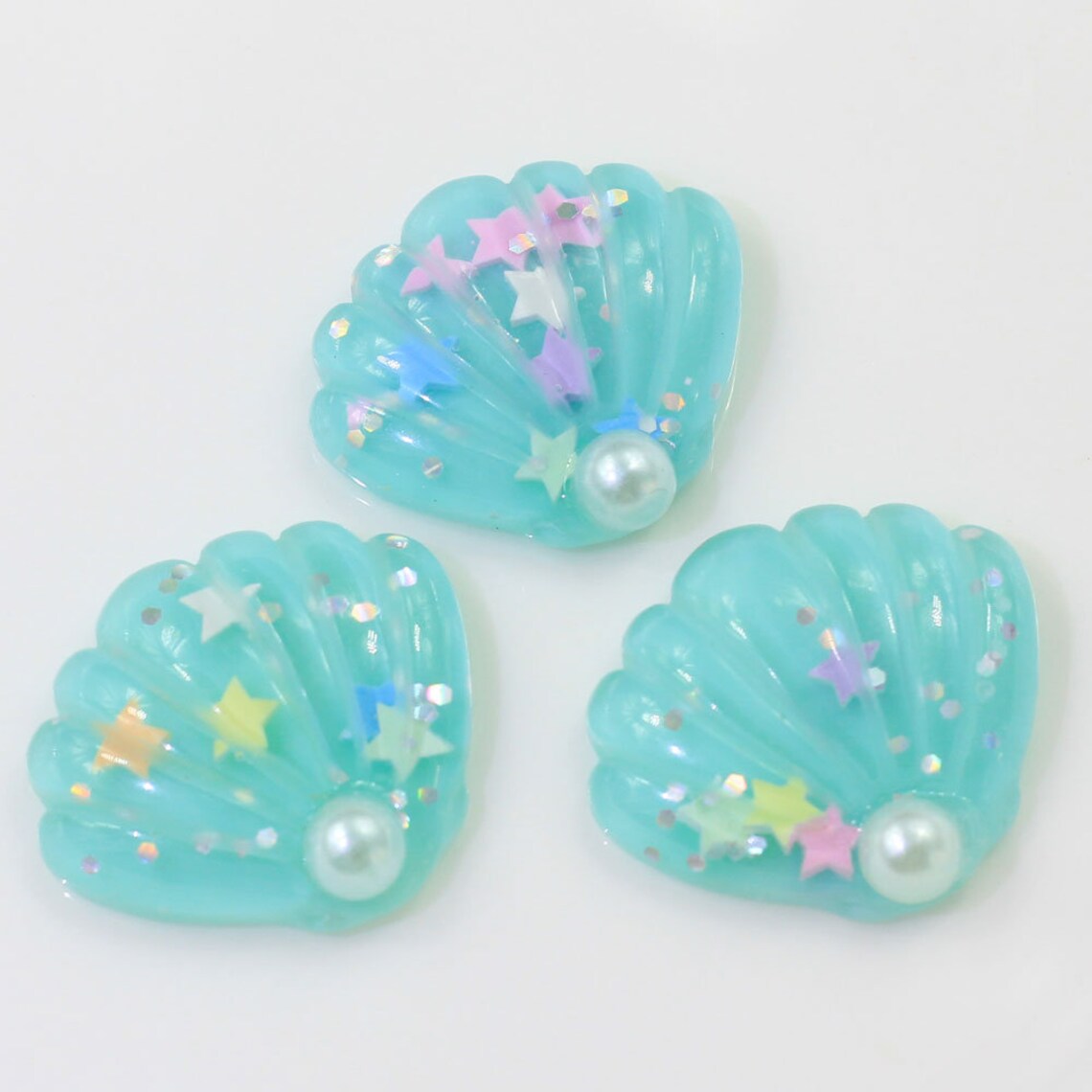 50Pcs Cute Glitter Colorful Shell Flatback Resin Cabochon For | Etsy