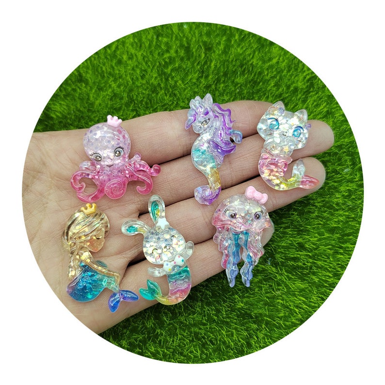 Resin Kawaii Colorful Rabbit Unicorn Octopus Cat Mermaid - Etsy