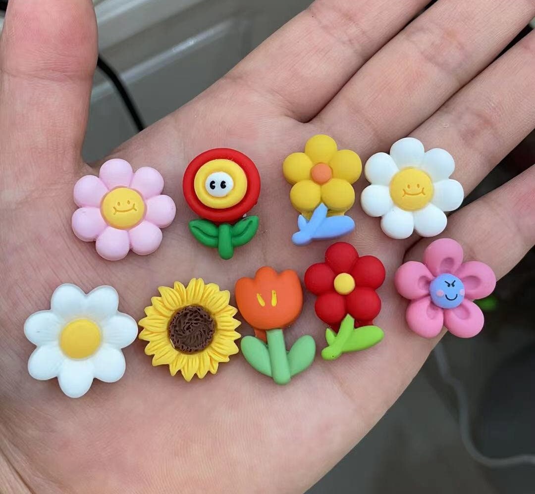 Assorted Flower Resin Flatback Button Sunflower Daisy Flower Flat Back ...
