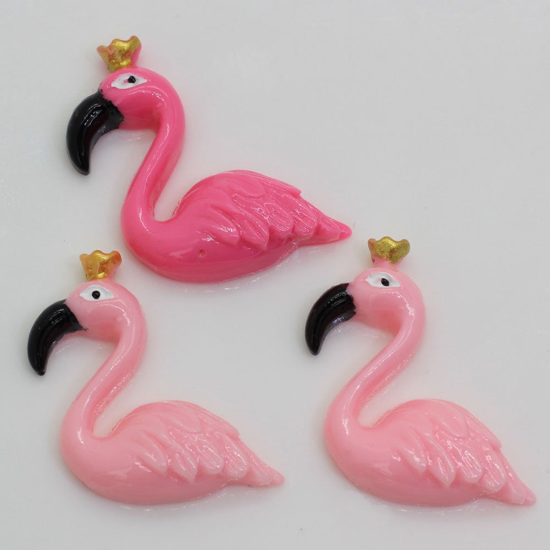 Resin Kawaii Pink Flamingo Flat Back Cabochon Art Decoration Charm ...