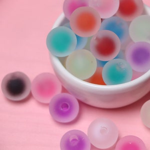 16mm Frosted Frog Spawn Beads Acrylic Beads Matt Half Holes Loose ...