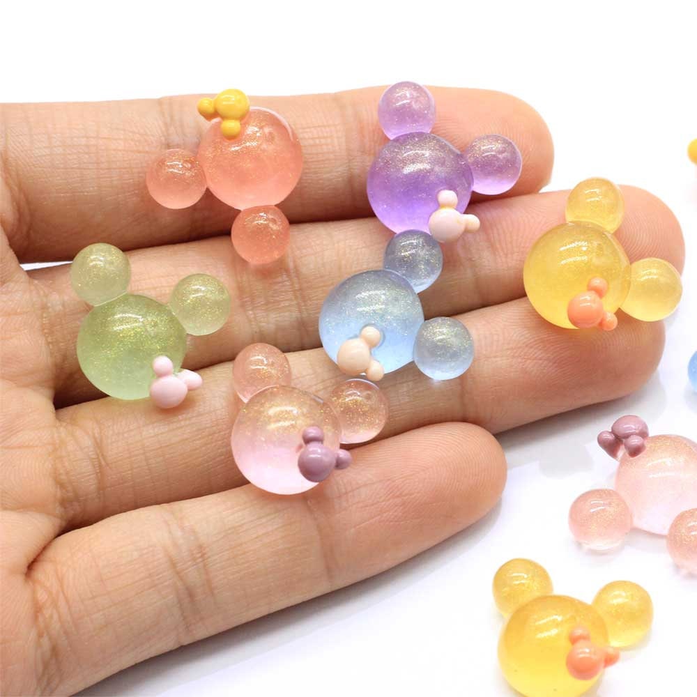 Cute Glitter Mouse Head Heart Star Candy Resin Flat Back Cabochons DIY ...