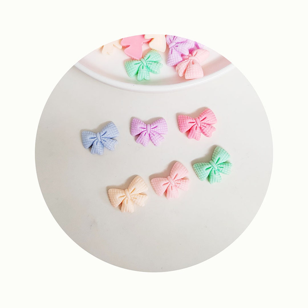 Mix Colors Flat Back Resin Pastel Confetti Bow Charms for Girls DIY ...