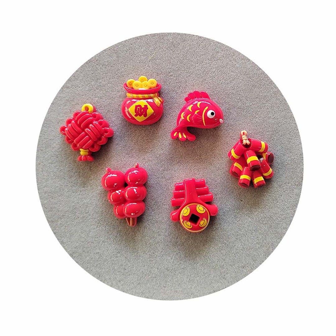 Happy New Year Red Chinese Year Lucky Charms Reisn Flatback Cabochons ...