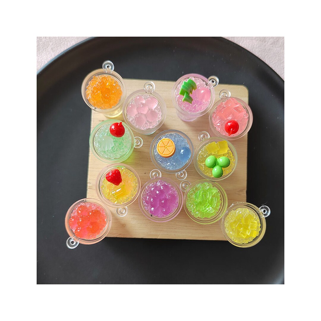 Cute 3D Luminous Mini Fruit Juice Cabochons Flatback Resin Diy Charm ...