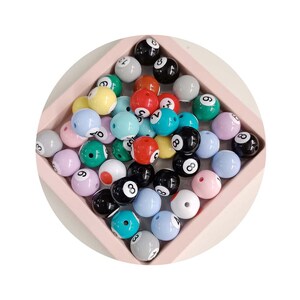 15mm Ball Beads Colorful Billiards Ball Acrylic Pool Shooting Jewelry ...